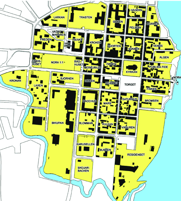 Nora stadsplan/Nora city plan